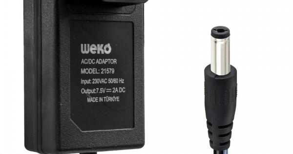 WEKO 7.5 VOLT - 2 AMPER 5.5*2.5 UÇLU YERLİ ÜRETİM PRİZ TİPİ ADAPTÖR